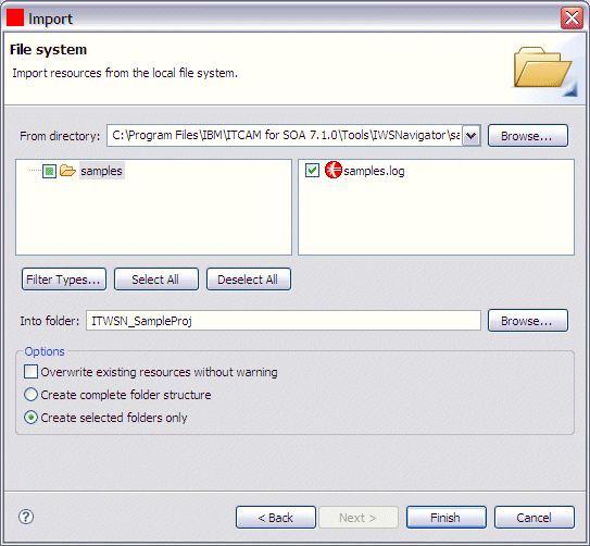 Importing the sample log file