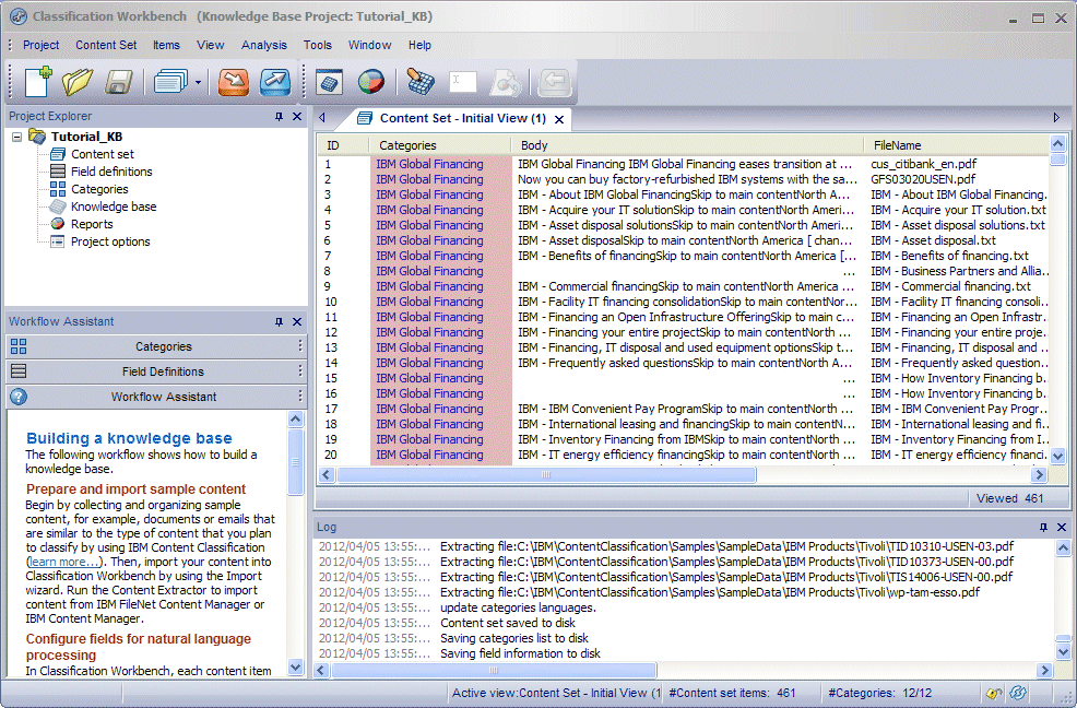 Tutorial - Creating a project and importing a content set