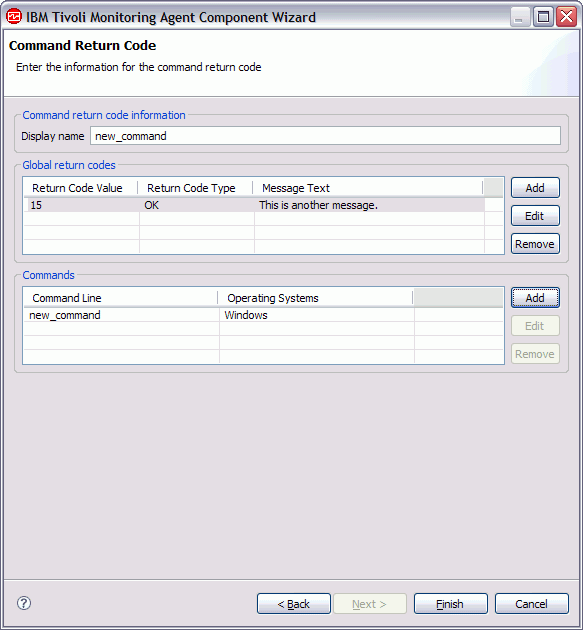 Monitoring a command return code