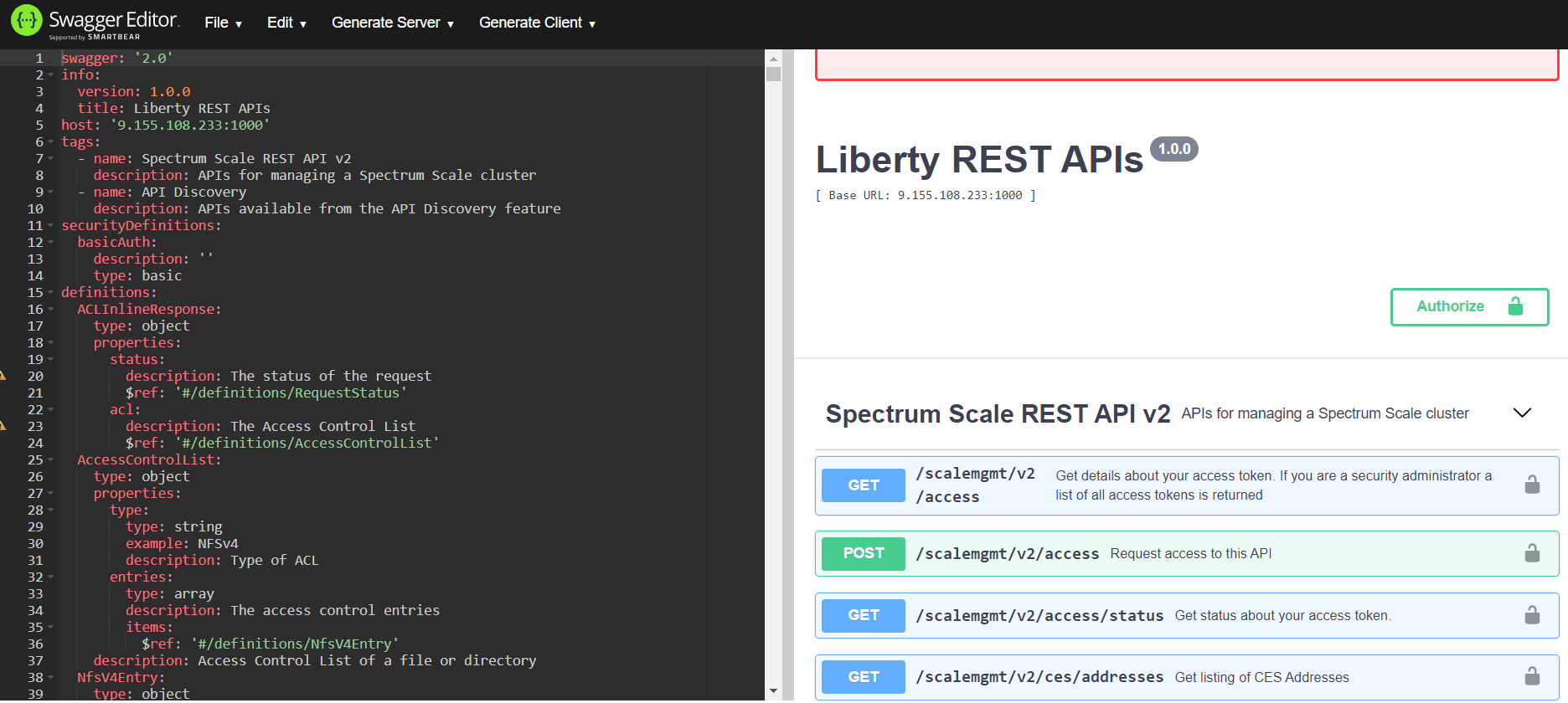 Accessing the IBM Spectrum Scale REST API endpoint details through ...