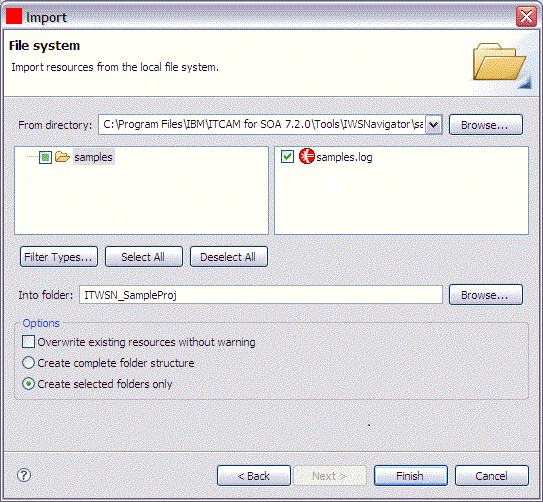 Importing the sample log file