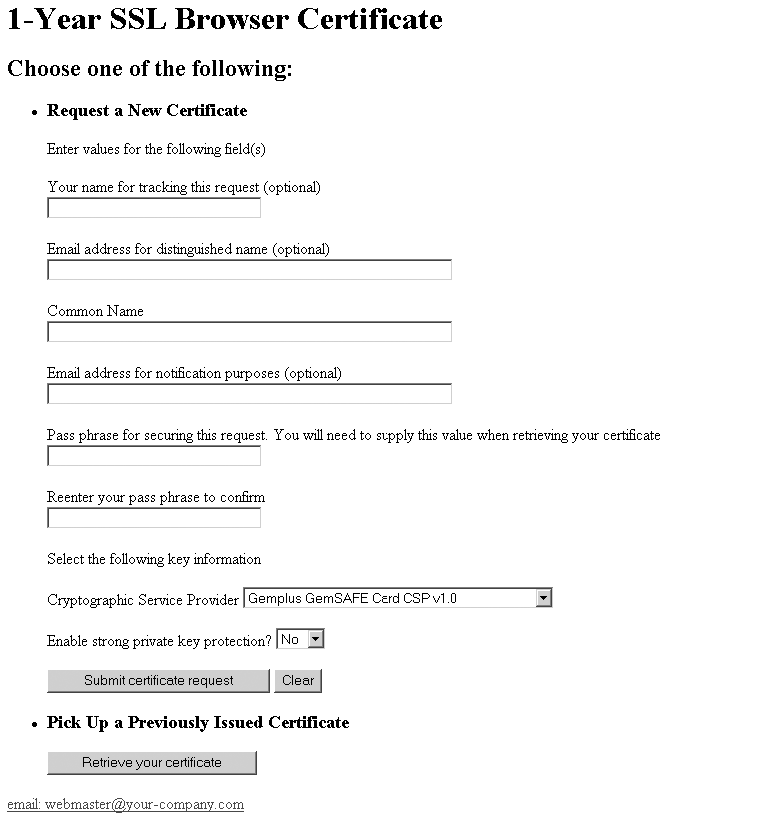 Steps for requesting a new certificate