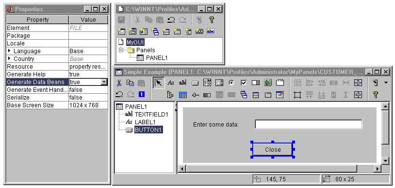 Example: Constructing a panel with the GUI Builder