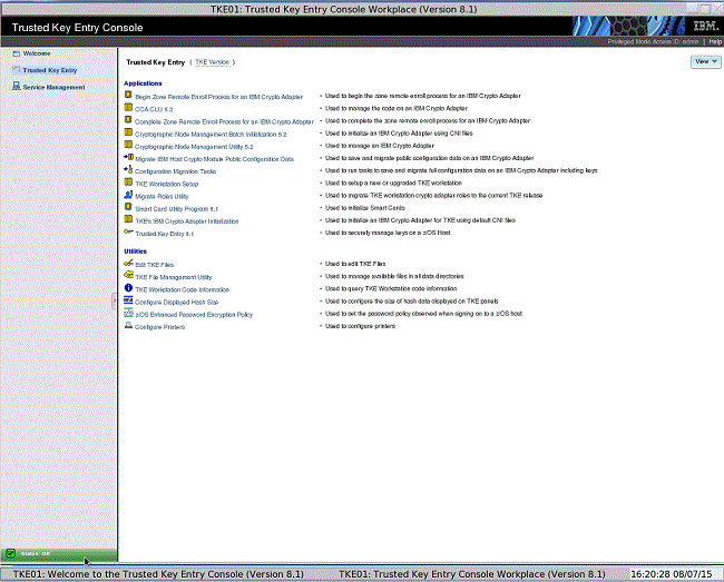 Trusted Key Entry console