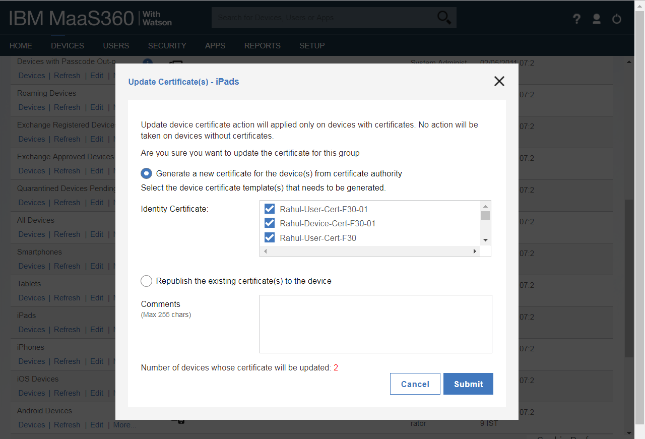 Enhancements to certificate updates in the MaaS360 Portal (Update ...