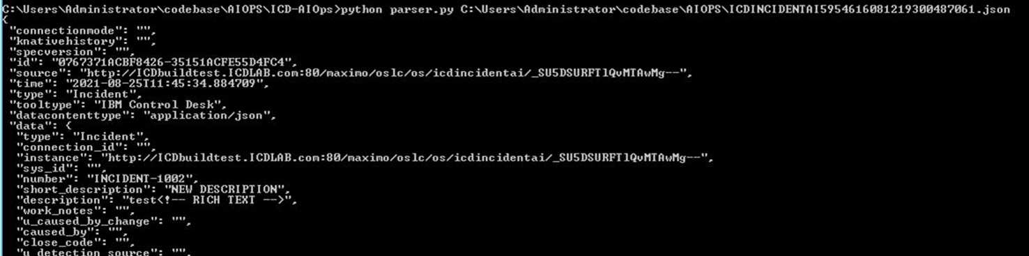 Importing IBM Control Desk Incidents data for AIOPs