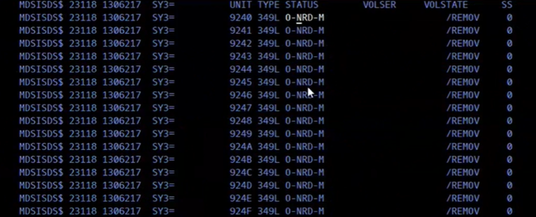 When does a tape device show NRD-M status when displayed?
