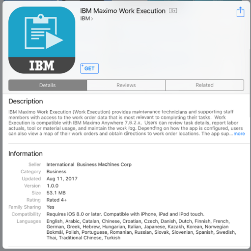 Maximo Anywhere Work Execution is now available on the App Store!