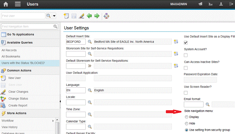 Configuring the Side Navigation Bar for Maximo 7.6