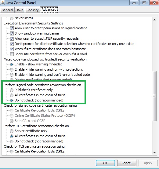Java security expiration on 13 Nov 2020 for Webtools