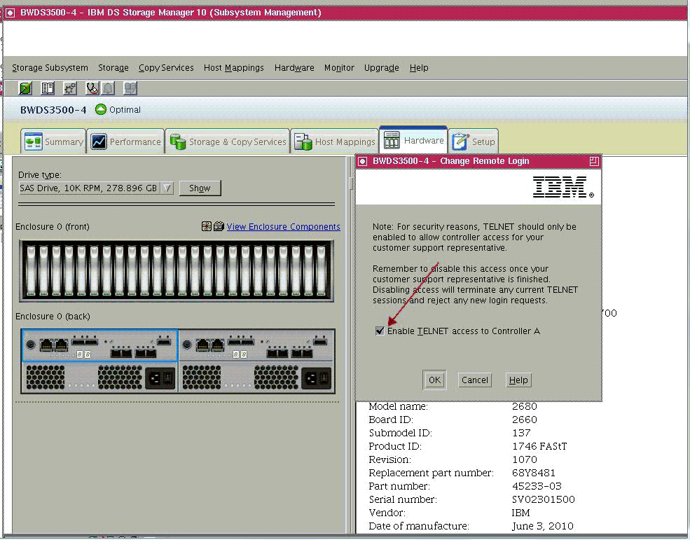 How to disable telnet access to DS3500 controllers in IBM Smart Analytics Systems (ISAS) 7700